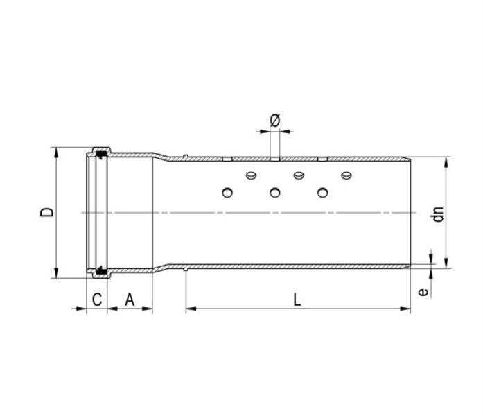 Sickerrohre gelocht HDPE NW 125 L 5m Ø125 x 4.8mm SN4 Muffe ohne ...