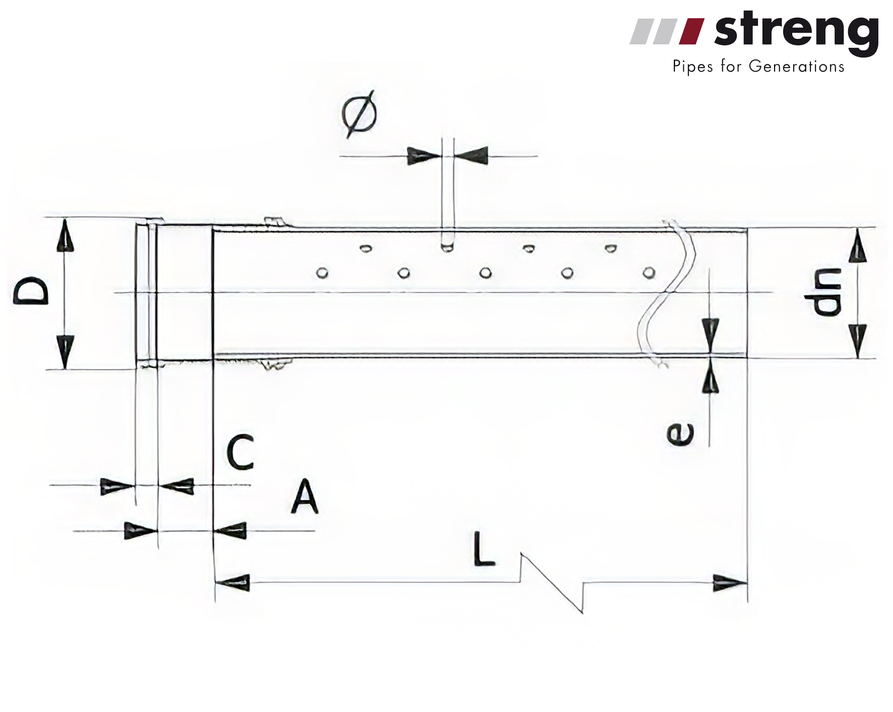 STRENG Sickerrohr gemufft inkl. Dichtung SN8 Ø 125 x 4.3 mm L 6m PP-HM ...