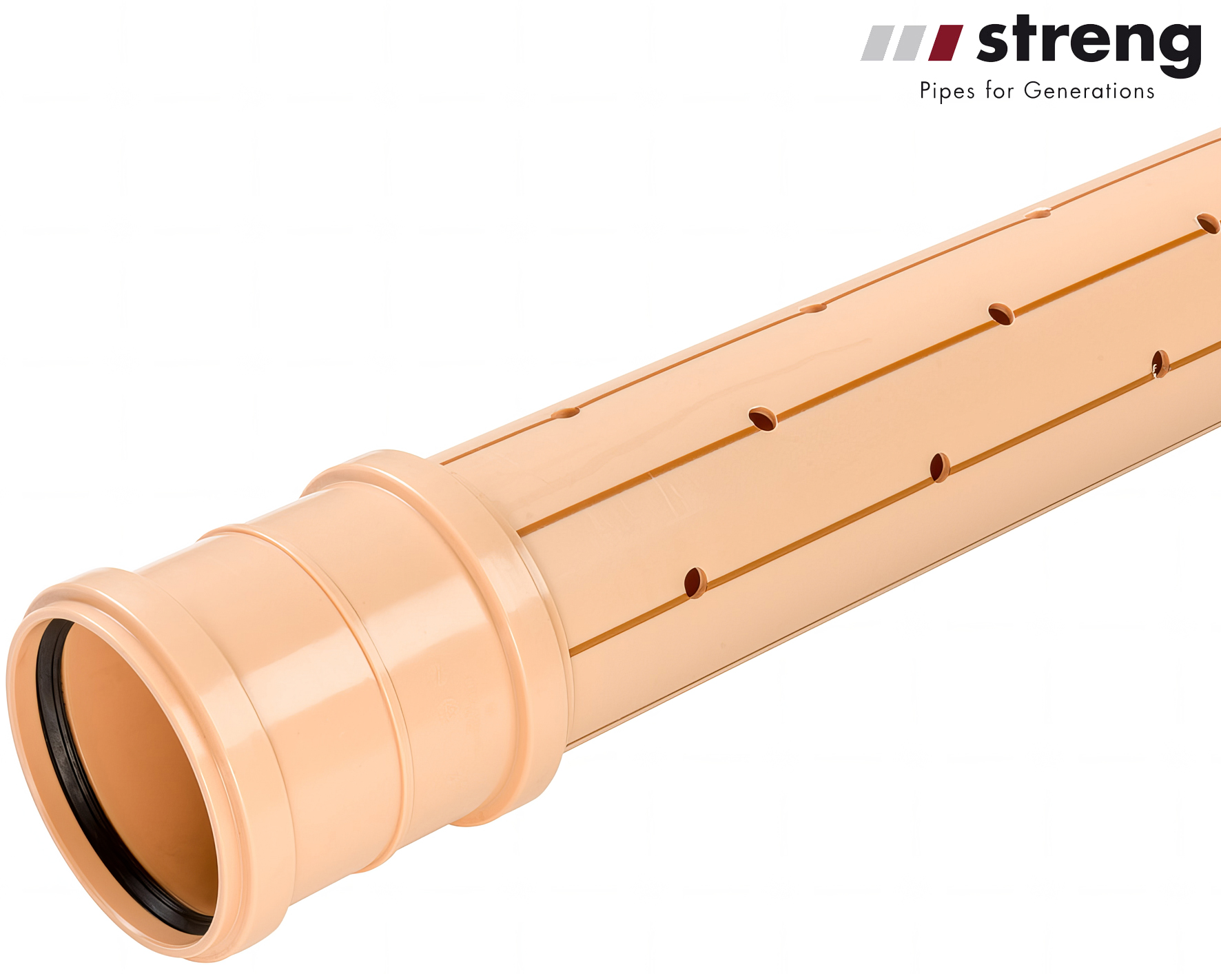 STRENG Sickerrohr gemufft inkl. Dichtung SN8 Ø 125 x 4.3 mm L 6m PP-HM ...